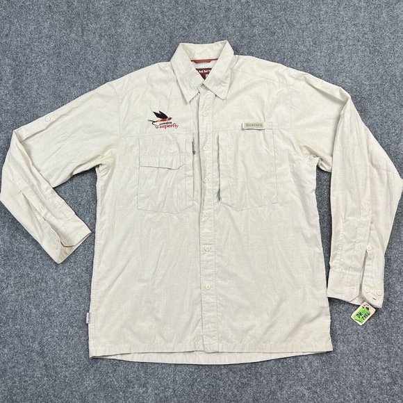 Simms | Shirts | Simms Shirt Mens Large Brown Long Sleeve Button Up ...